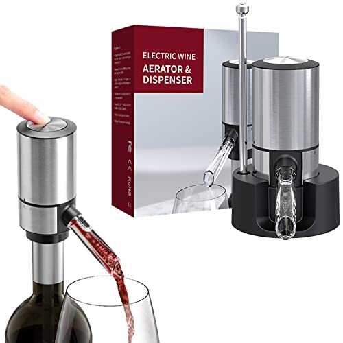 ANDRSAN Electric Wine Aerator, Wine Dispenser Pump Set with Retractable Tube, Portable One-Touch Wine Decanter, Best Gift for Wine Lovers or Own Use, Suitable for Travel/Home