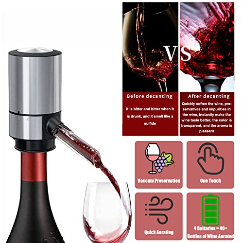 ANDRSAN Electric Wine Aerator, Wine Dispenser Pump Set with Retractable Tube, Portable One-Touch Wine Decanter, Best Gift for Wine Lovers or Own Use, Suitable for Travel/Home