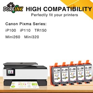 DOREINK Compatible 36 CLI 36 / CLI36 Ink Cartridge Replacement for Canon CLI 36 / CLI36 with Pixma TR150 iP110 iP100 Mini260 Mini320 Printer (5 Pack,5 Tri-Color)