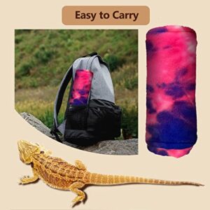 WATFOON Reptile Sleeping Bed Lizard Leash Harness Wings Set Bearded Dragon Accessories Sleeping Bag with Blanket Pillow Cotton Nest Hide Habitat Shelter for Guinea Pig Rat Hamster(Tie-Dye)