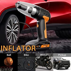 EDS FAM Wireless Handheld Car Vacuum Cleaner Rechargeable Air Pump Cordless Portable Tire Inflator Detailing Vacuum Cleaner for Car Dust Buster