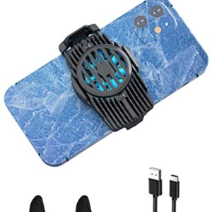 Phone Cooler for iPhone, Gaming Phone Cooling Accessories, Phone Fan Radiator for Phone Width from 2.6" to 3.5", Cell Phone Game Semiconductor Heatsink for Gaming, Live Streaming, Watch Videos -Black