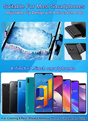 Phone Cooler for iPhone, Gaming Phone Cooling Accessories, Phone Fan Radiator for Phone Width from 2.6" to 3.5", Cell Phone Game Semiconductor Heatsink for Gaming, Live Streaming, Watch Videos -Black