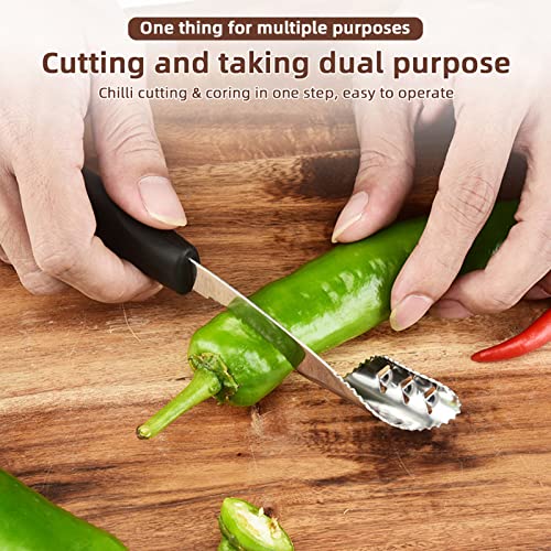 Sihuuu Jalapeno Pepper Corer -Stainless Steel Chili Core Deseeder for Chili,Banana,Bell Peppers,Zucchini,Cucumber(1 Pack)