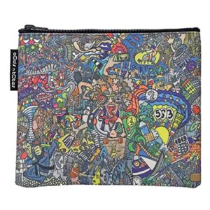 odds n totes pencil pouch, makeup bag, small toiletry bag for women, men, canvas zipper pouch (graffiti)