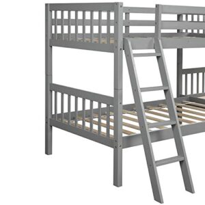 Harper & Bright Designs L Shaped Bunk Bed for 4, Quad Bunk Bed Twin Size, Wooden Bunk Bed Frame for Kids Teens Adults - Gray