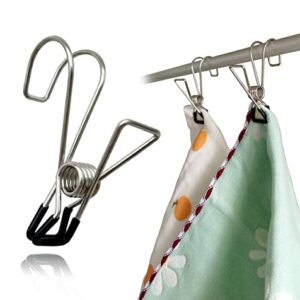 304 Stainless Steel Short Tail Hanger Clip with Hook, Durable Hanging Clips，Heavy Duty Multifunctional Hangers Use for Display Storage Items (12)