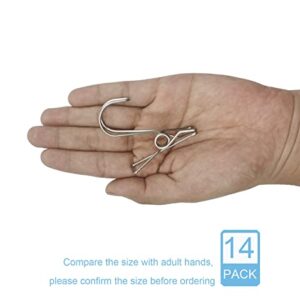 304 Stainless Steel Short Tail Hanger Clip with Hook, Durable Hanging Clips，Heavy Duty Multifunctional Hangers Use for Display Storage Items (12)