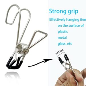 304 Stainless Steel Short Tail Hanger Clip with Hook, Durable Hanging Clips，Heavy Duty Multifunctional Hangers Use for Display Storage Items (12)