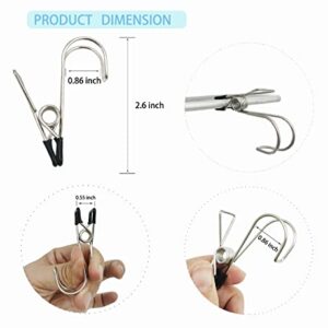 304 Stainless Steel Short Tail Hanger Clip with Hook, Durable Hanging Clips，Heavy Duty Multifunctional Hangers Use for Display Storage Items (12)