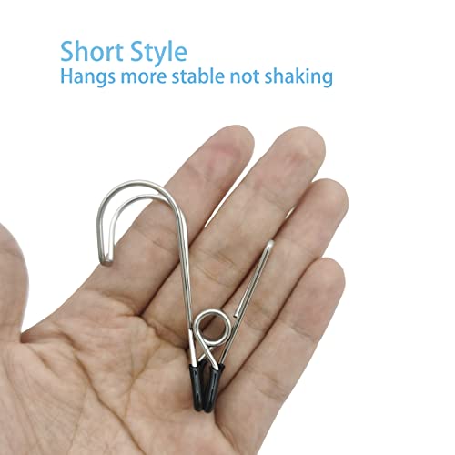 304 Stainless Steel Short Tail Hanger Clip with Hook, Durable Hanging Clips，Heavy Duty Multifunctional Hangers Use for Display Storage Items (12)