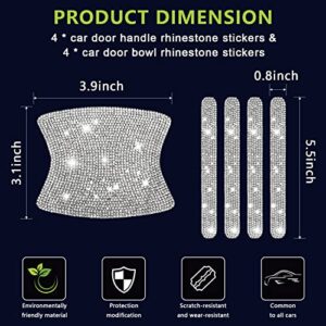 8Pcs Bling Car Door Handle Protector, Bling Car Accessories Crystal Glitter Door Handle Protector Stickers and Decals Scratch Safety Reflective Auto Sticker for Woman …