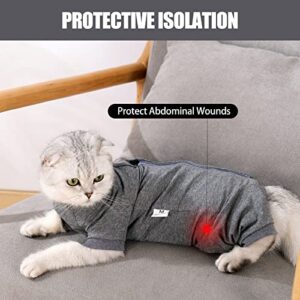 Cat Surgical Recovery Suit Professional for Male Female Dog Abdominal Wounds Cone E-Collar Alternative, Anti-Licking Or Skin Diseases Pet Surgical Recovery Pajama Suit, Soft Fabric Onesies for Cats