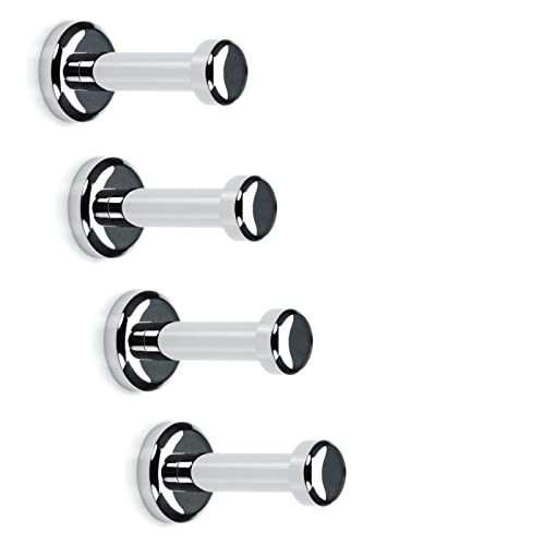 FAME SUPERB Brass Single Towel Robe Hook, Wall Mounted Rustproof Hooks with Concealed Screws, Easy Installation (4, Polished Chrome)