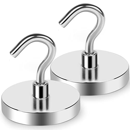 LOVIMAG Magnetic Hooks Heavy Duty, 110 lb Strong Magnetic Hooks for Hanging, Toolbox, Cruise, Office and Kitchen etc- 2 Pack