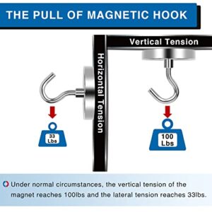 LOVIMAG Magnetic Hooks Heavy Duty, 110 lb Strong Magnetic Hooks for Hanging, Toolbox, Cruise, Office and Kitchen etc- 2 Pack