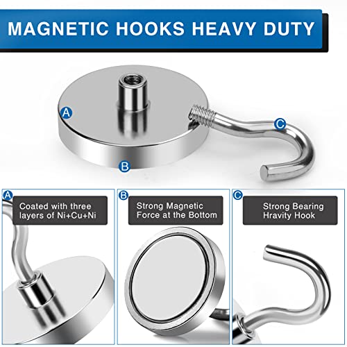 LOVIMAG Magnetic Hooks Heavy Duty, 110 lb Strong Magnetic Hooks for Hanging, Toolbox, Cruise, Office and Kitchen etc- 2 Pack