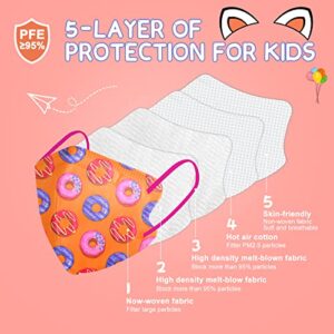 MISSAA KN95 Face Masks for Kids 30 Pcs, 5 Layers Disposable Protective Mask Small Size with Elastic Earloops for Children Boys Girls School Indoor Outdoor Use, Donut