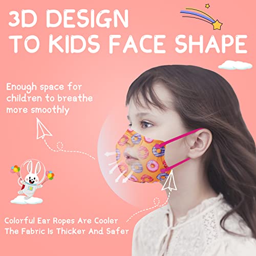 MISSAA KN95 Face Masks for Kids 30 Pcs, 5 Layers Disposable Protective Mask Small Size with Elastic Earloops for Children Boys Girls School Indoor Outdoor Use, Donut