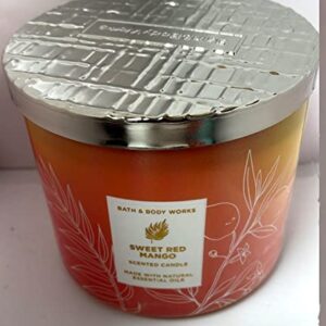 Bath & Body Works, White Barn 3-Wick Candle w/Essential Oils - 14.5 oz - 2022 Spring Scents! (Sweet Red Mango)