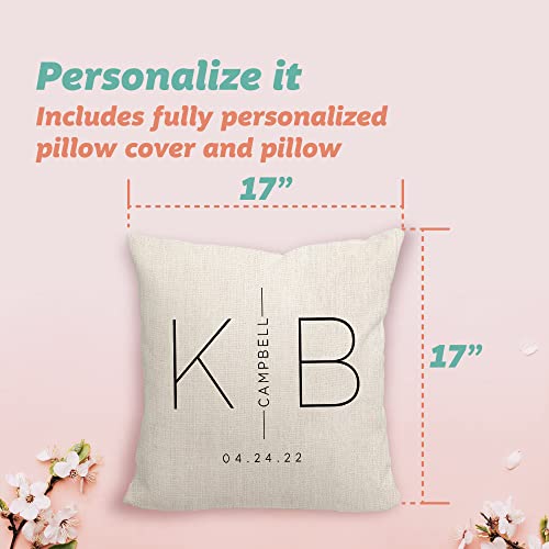 Pattern Pop - Personalized Wedding Throw Pillow - Couple Decorative Pillow - Celebrate Anniversaries and Weddings in Style - 17” x 17” Square Cover and Pillow - Monogram