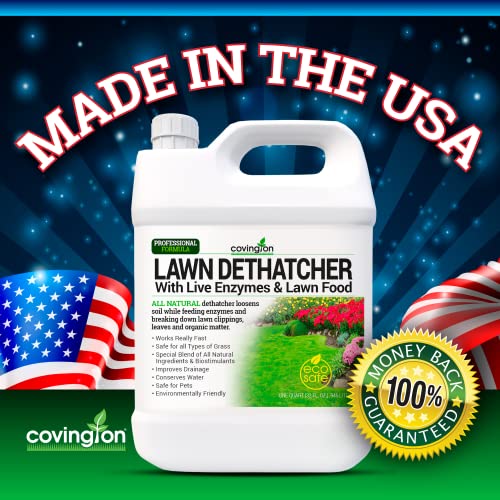 Covington Liquid Lawn Dethatcher, Liquid Aerator Aerating Soil Loosener to Condition Compacted Soil, Humic Grass Thatch Remover Buster, Kid and Pet Safe, 32 Oz