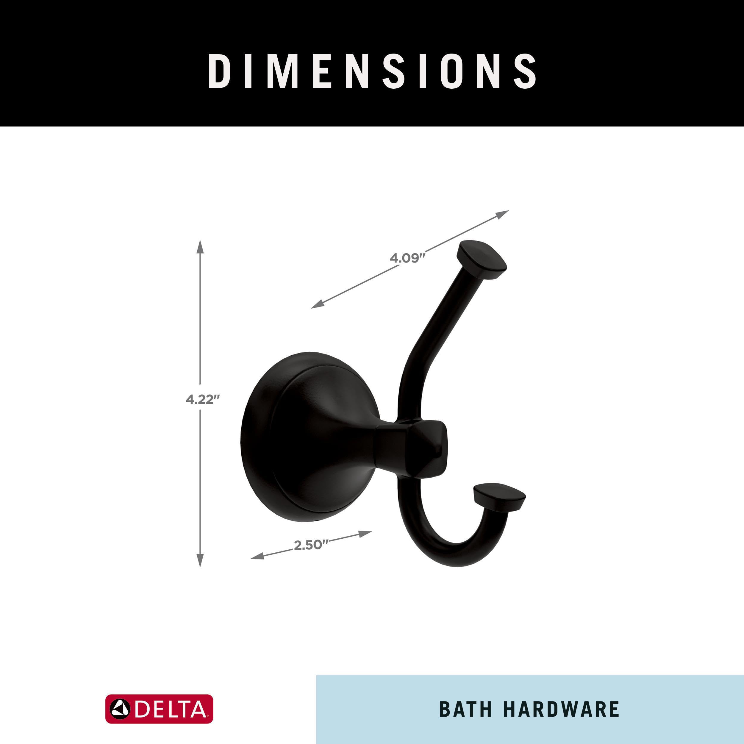 Delta ESA35-MB Esato Double Towel Hook Bath Hardware Accessory in Matte Black