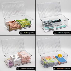 Sorbus Pantry Storage Organizer with Lids- Clear Plastic Refrigerator Organizer Bins- MultiPurpose & Versatile Stackable Cabinet Organizers- Cosmetics, Laundry, Office Supplies, Food Organizer- 2 Pack