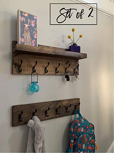 Coat Rack with Shelf Wall Mounted with Storage (Choose your Length) Towel Rack Entryway Organizer Key Hooks (48"L (11 hooks))