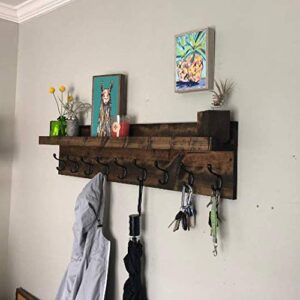 Coat Rack with Shelf Wall Mounted with Storage (Choose your Length) Towel Rack Entryway Organizer Key Hooks (48"L (11 hooks))