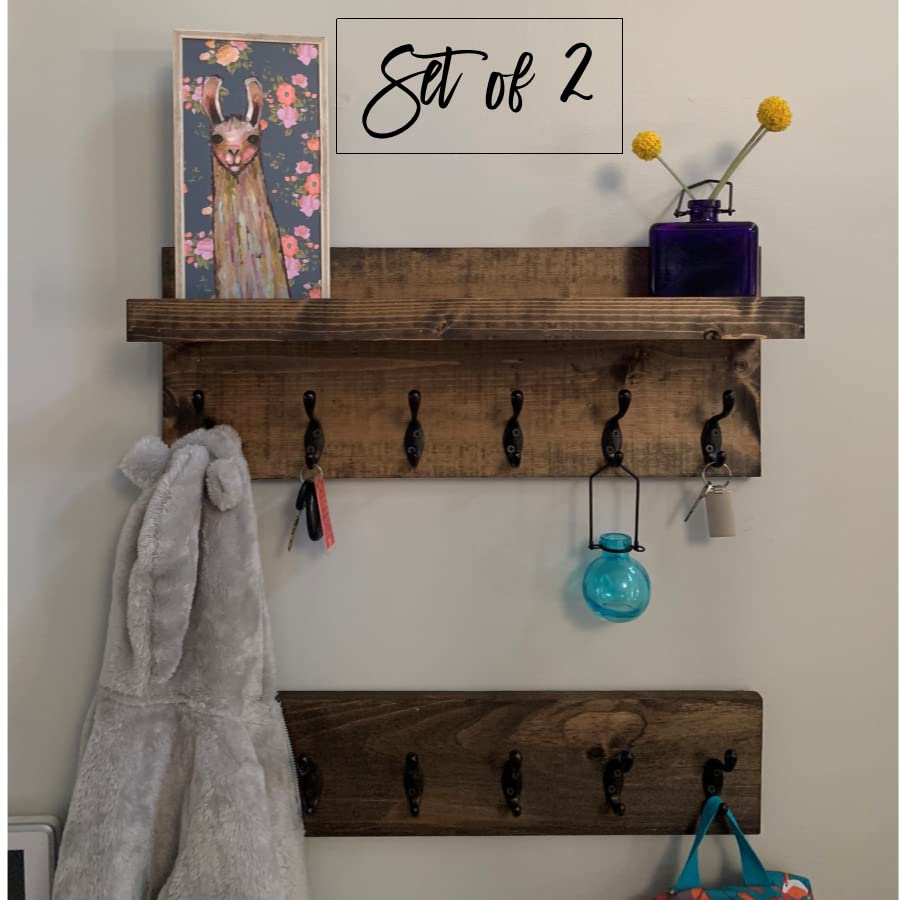 Coat Rack with Shelf Wall Mounted with Storage (Choose your Length) Towel Rack Entryway Organizer Key Hooks (48"L (11 hooks))