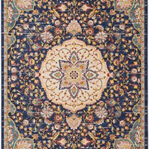 Nourison Passion Navy Multicolor 8' x 10' Area -Rug, Farmhouse, Transitional, Bed Room, Living Room, Dining Room, Kitchen, Easy -Cleaning, Non Shedding (8x10)