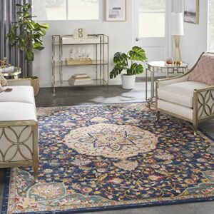 Nourison Passion Navy Multicolor 8' x 10' Area -Rug, Farmhouse, Transitional, Bed Room, Living Room, Dining Room, Kitchen, Easy -Cleaning, Non Shedding (8x10)