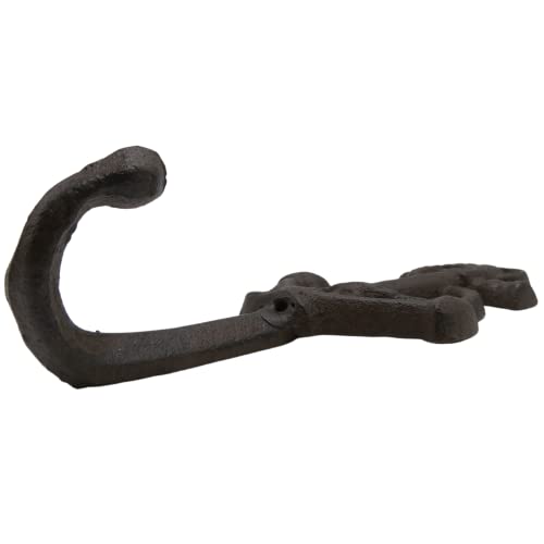 Needzo Cast Iron Nautical Hanging Hooks, Six Pack Mounted Wall Accessories for Bathroom Towels, Coats, Robes, Keys, and More, Vary from 4.5 to 6 Inches