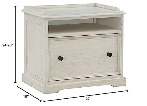 OSP Home Furnishings Country Meadows Lateral File Cabinet with Top Shelf, Antique White