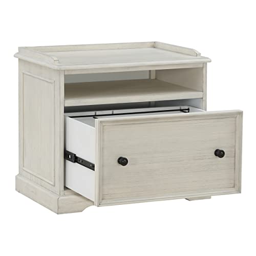 OSP Home Furnishings Country Meadows Lateral File Cabinet with Top Shelf, Antique White