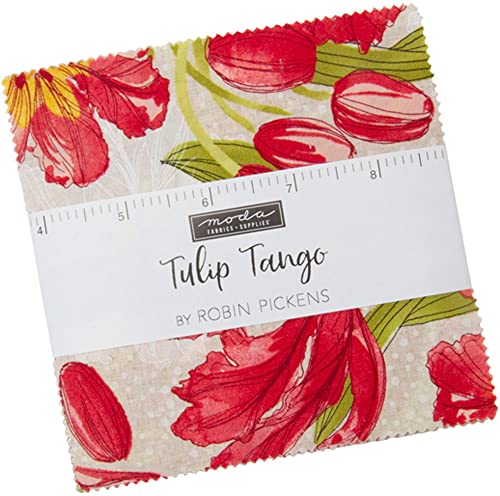 Tulip Tango Charm Pack by Robin Pickens; 42-5" Precut Fabric Quilt Squares