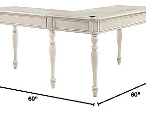 OSP Home Furnishings Country Meadows L-Shape Desk with 2 Full Drawers and Power Hub, Antique White