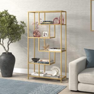 isla 68'' tall rectangular bookcase in gold