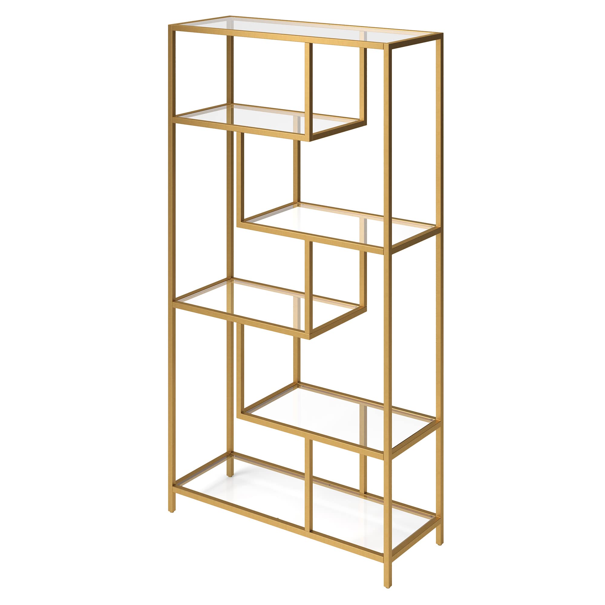 Isla 68'' Tall Rectangular Bookcase in Gold