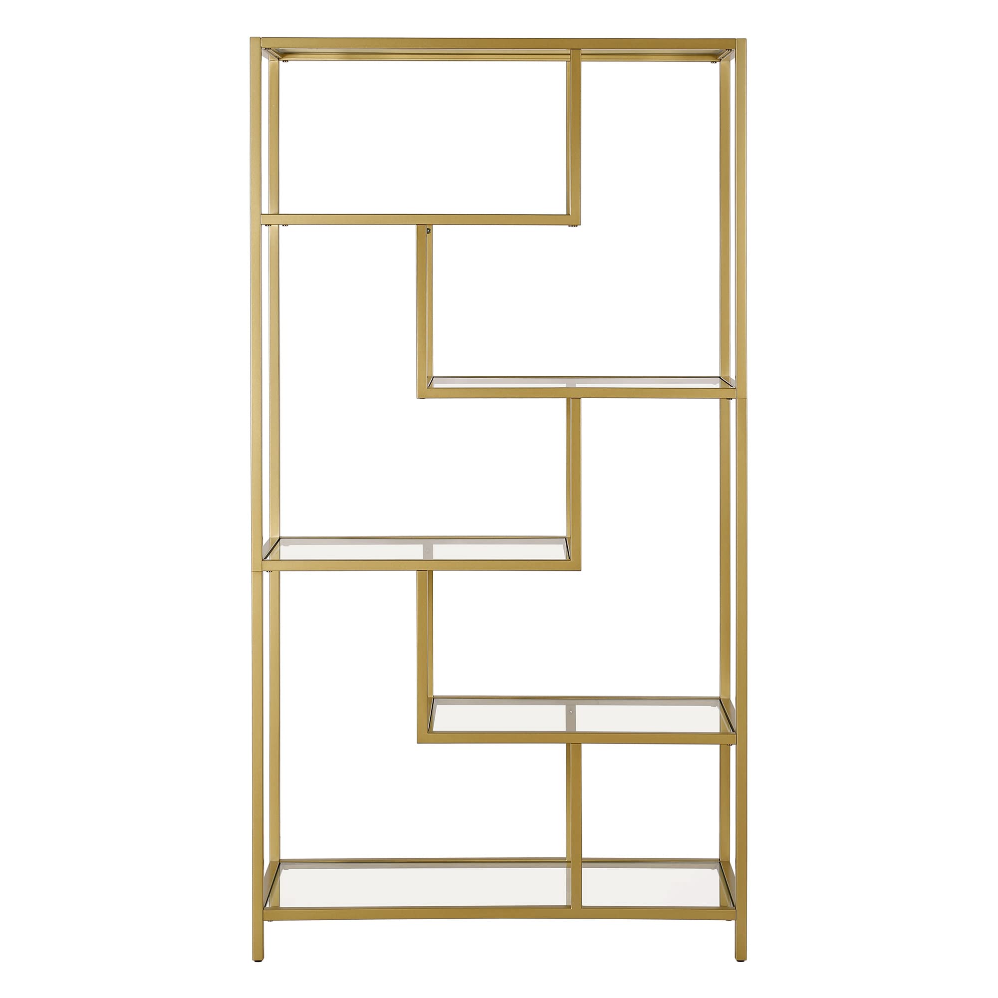 Isla 68'' Tall Rectangular Bookcase in Gold