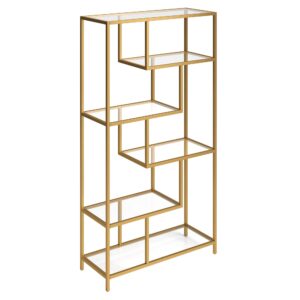 Isla 68'' Tall Rectangular Bookcase in Gold