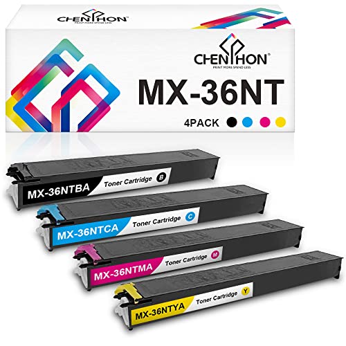 CHENPHON MX-36NT Toner Cartridge Replacement for Sharp MX-36NT MX36NT use for Sharp MX-2610N MX-2615N MX-3110N MX-3115N MX-3610N Printer丨MX-36NTBA MX-36NTCA MX-36NTMA MX-36NTYA Ink [4Pack-KCMY]