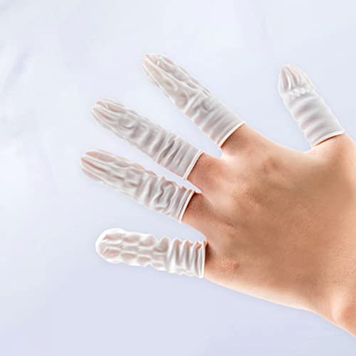 Jawflew Finger Cots, Latex Finger Cots Finger Protector Support Finger Covers Disposable Medium Finger Gloves 100g (Approx.100 PCS) (Medium - Pack of 100)