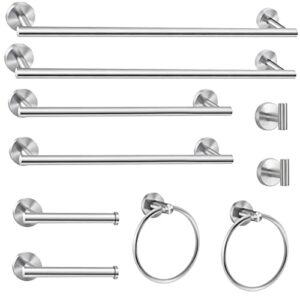 cilee 10 piece brushed nickel bathroom hardware set, 24 inch brushed nickel towel bar towel ring toilet paper holder robe towel hook, sus304 stainless steel bathroom accessory set