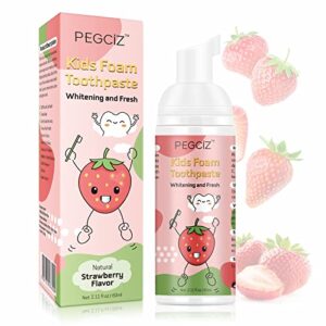 kids foam toothpaste toddler toothpaste with strawberry flavor kids children's toothpaste pump foam toothpaste 2.11 fl oz (1)