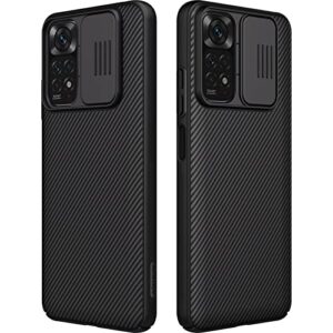 xiaomi redmi note 11 (4g) case with camera cover,slim fit thin polycarbonate protective shockproof cover with slide camera cover, upgraded case for xiaomi redmi note 11 (4g) (black)