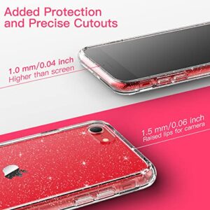 JETech Glitter Case for iPhone SE 3/2 (2022/2020 Edition), iPhone 8/7, 4.7-Inch, Bling Sparkle Shockproof Phone Bumper Cover, Cute Sparkly for Women and Girls (Clear)