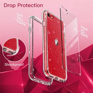 JETech Glitter Case for iPhone SE 3/2 (2022/2020 Edition), iPhone 8/7, 4.7-Inch, Bling Sparkle Shockproof Phone Bumper Cover, Cute Sparkly for Women and Girls (Clear)