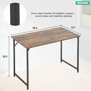 Sturdy Desk Computer Desk Home Office Desk Small Desk Multi-Function Writing Table Student Art Modren Simple Style PC Wood and Metal Desk Workstation (39 inch, Vintage)